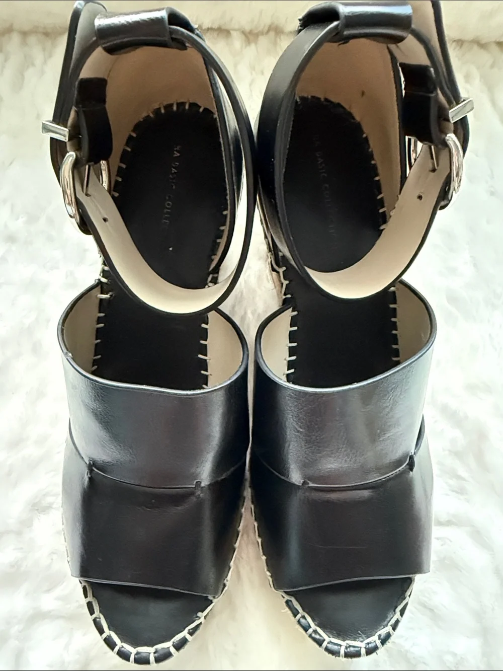 Zara | Shoes | Zara Basic Collection Leather Espadrille Wedge Sandals ...